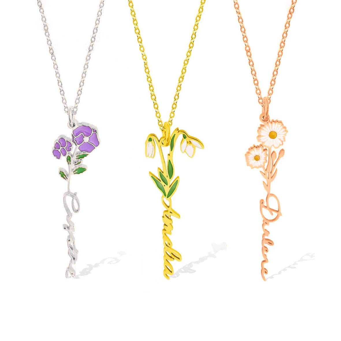 Coloured Birth Flower Name Necklace – United Bracelets