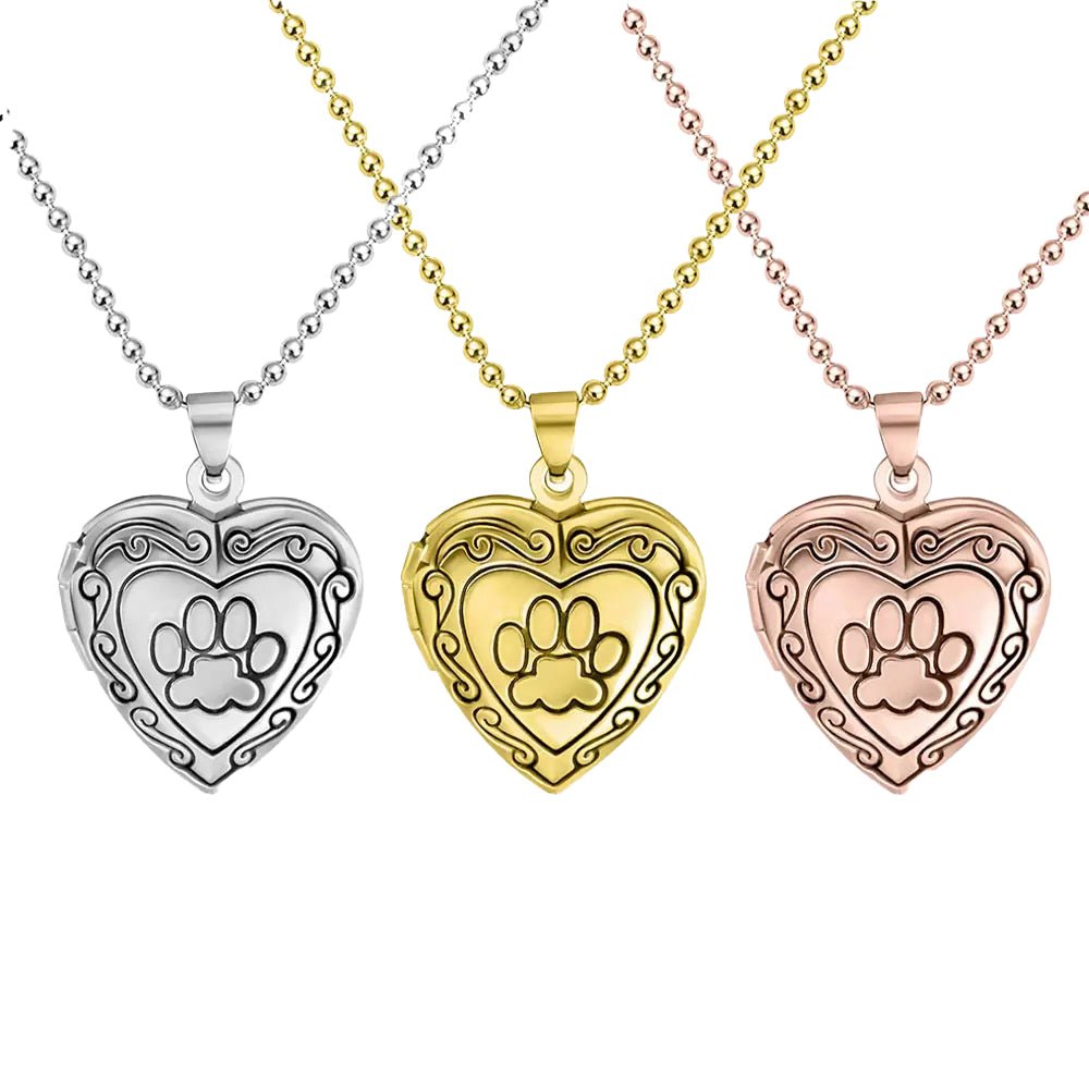 Heart Shaped Photo Locket with Paw Print – United Bracelets