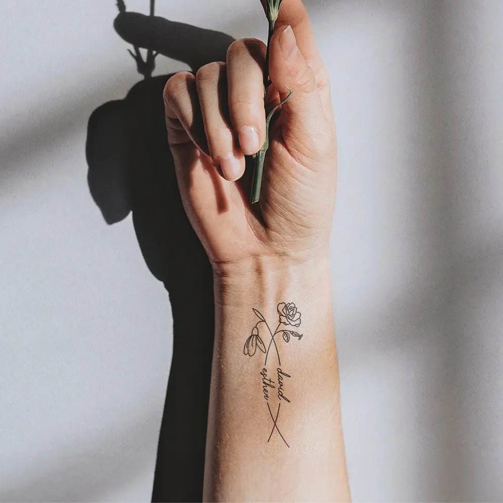 Intertwined Birth Flower Tattoo Digital Design - 2 Names – United Bracelets