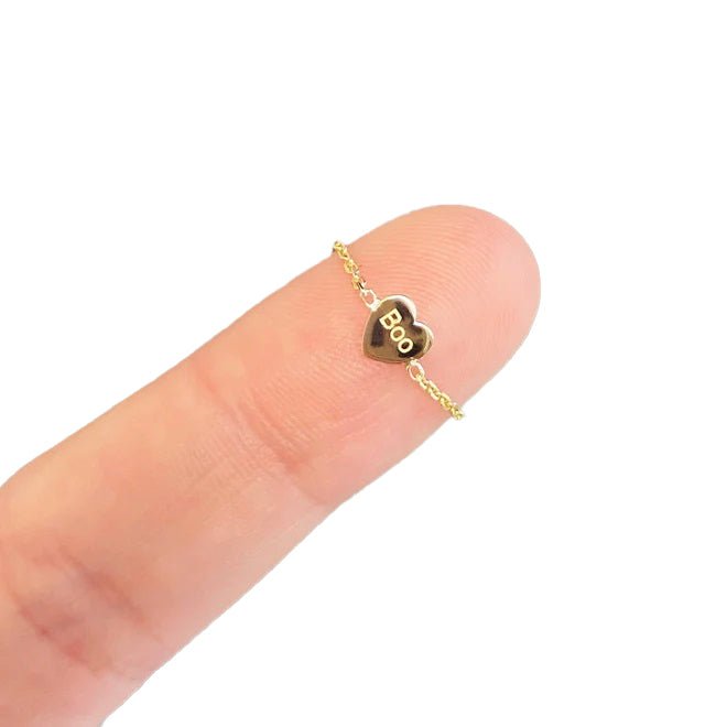Itty Bitty Heart Chain Ring with Custom Inscription – United Bracelets